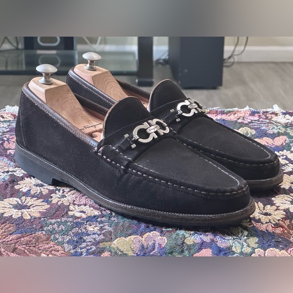 Salvatore Ferragamo | Shoes | Salvatore Ferragamo Gancini Horsebit Brown Suede Mens Dress ...